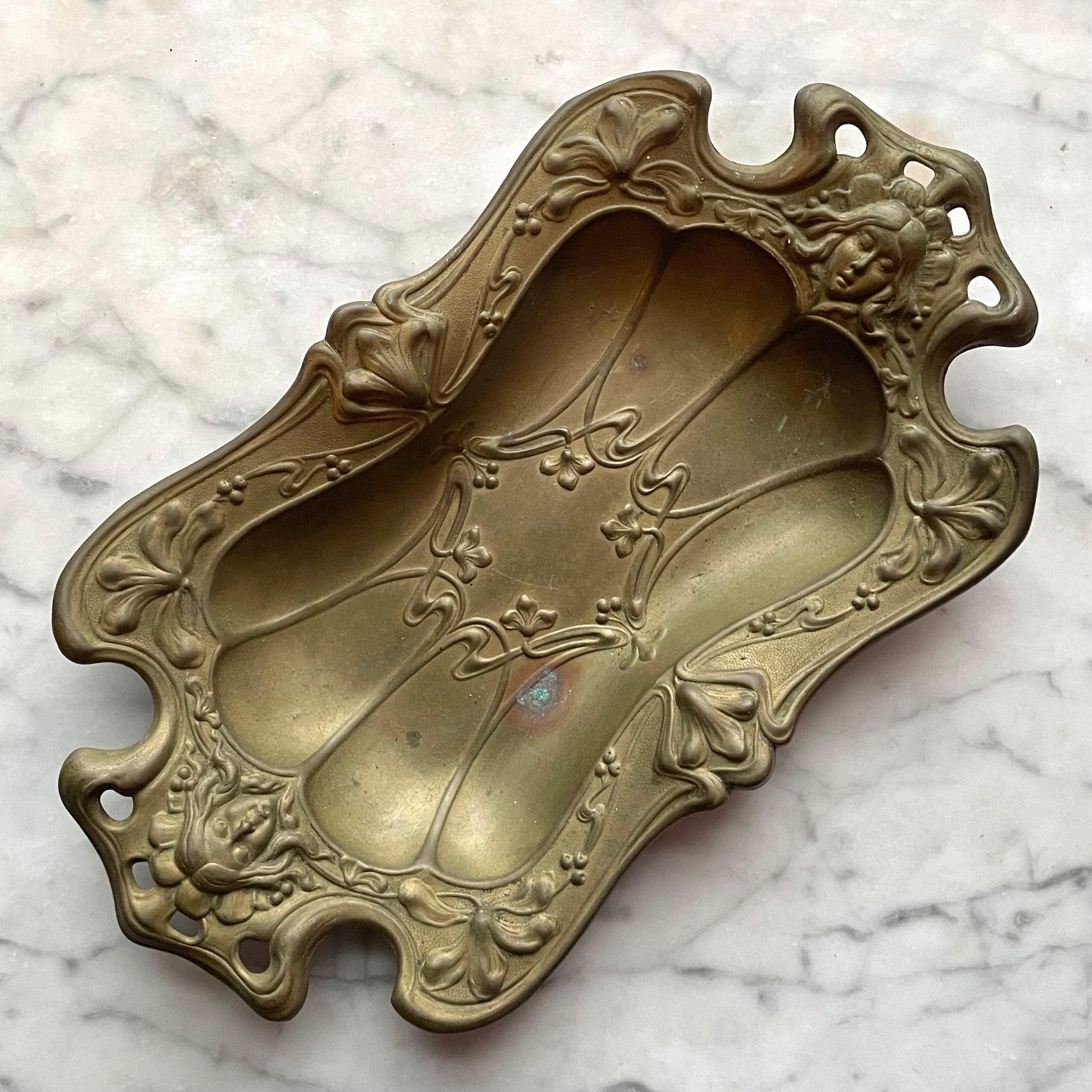 Antique Art Nouveau Tin Dish – Roses & Rue Antiques